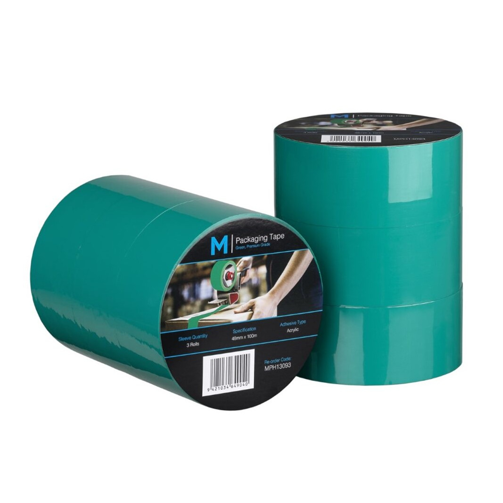 Buy the Matthews Premium Acrylic Packaging Tape - Green 48mm x 100m x ...