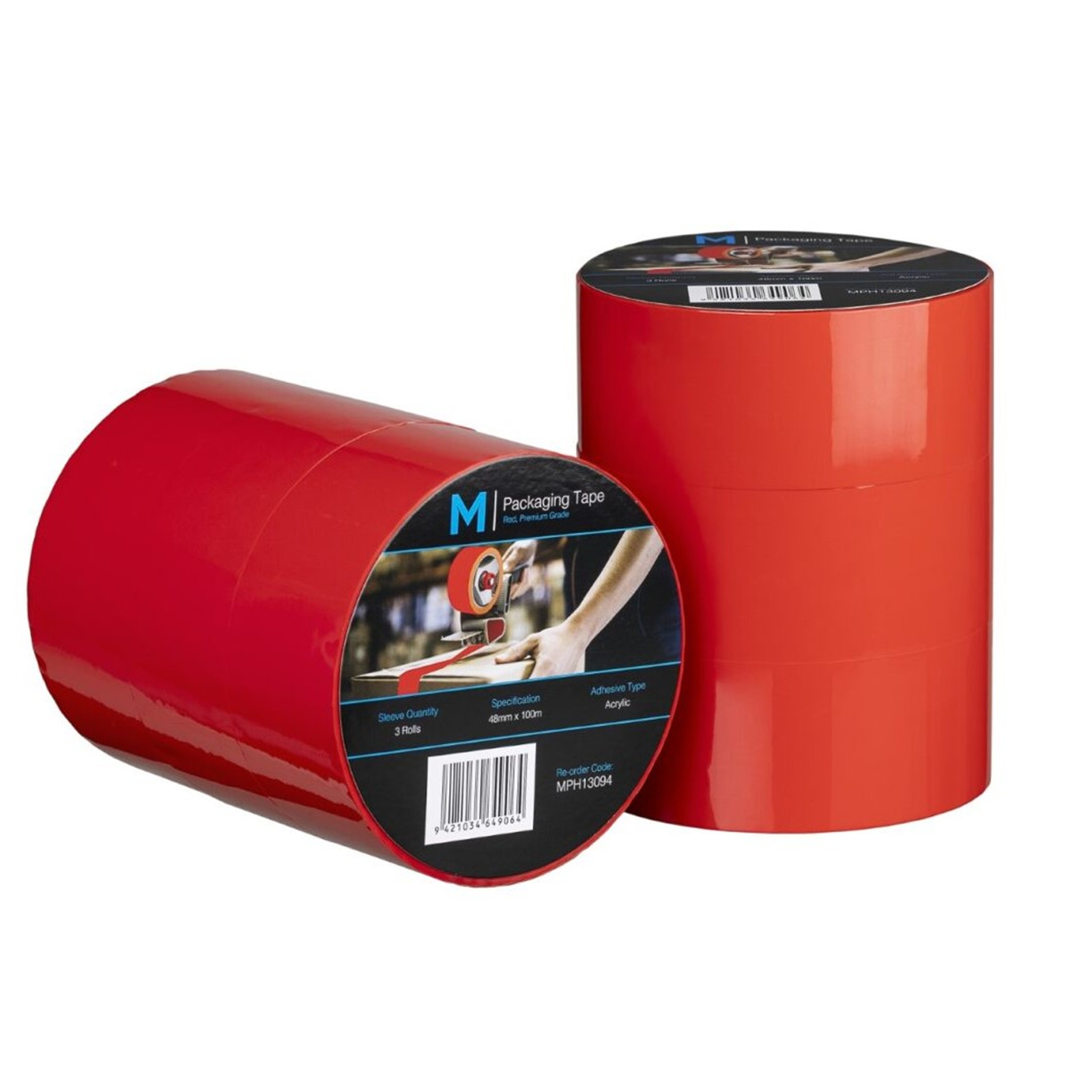Buy the Matthews Premium Acrylic Packaging Tape - Red 48mm x 100m x ...