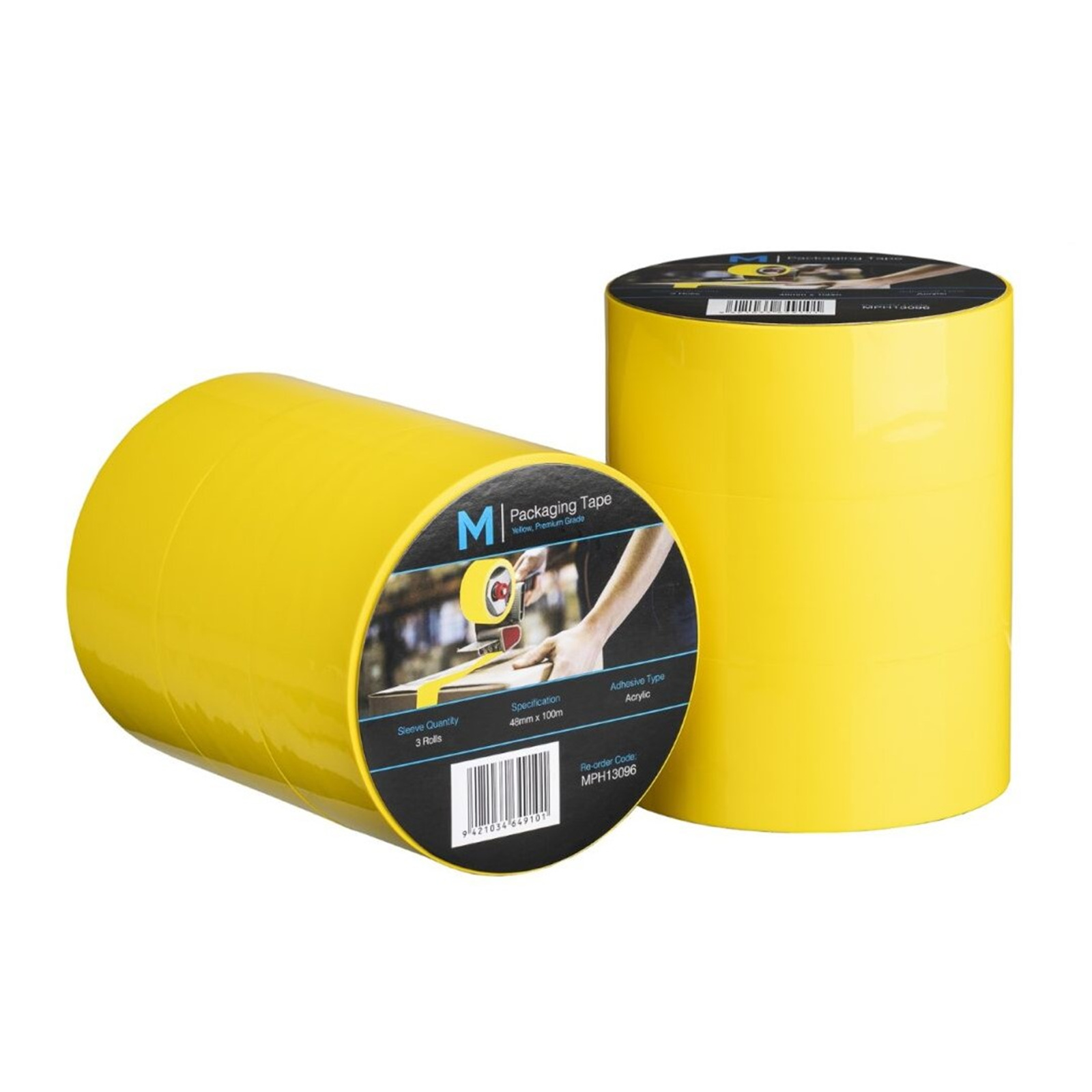 Buy the Matthews Premium Acrylic Packaging Tape - Yellow 48mm x 100m x ...