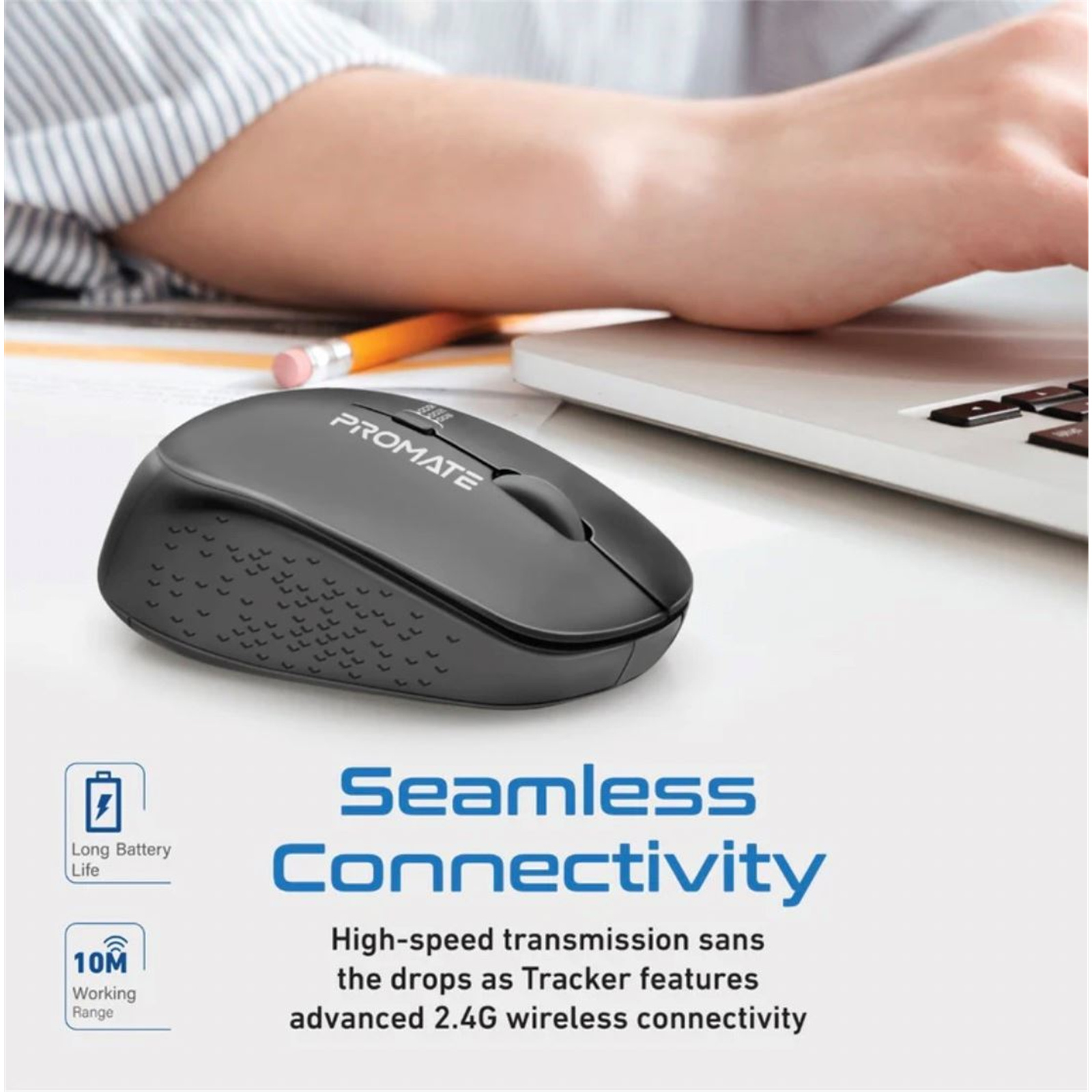 Buy the Promate TRACKER.BLK Ergonomic Wireless Mouse - Black 800/1200 ...