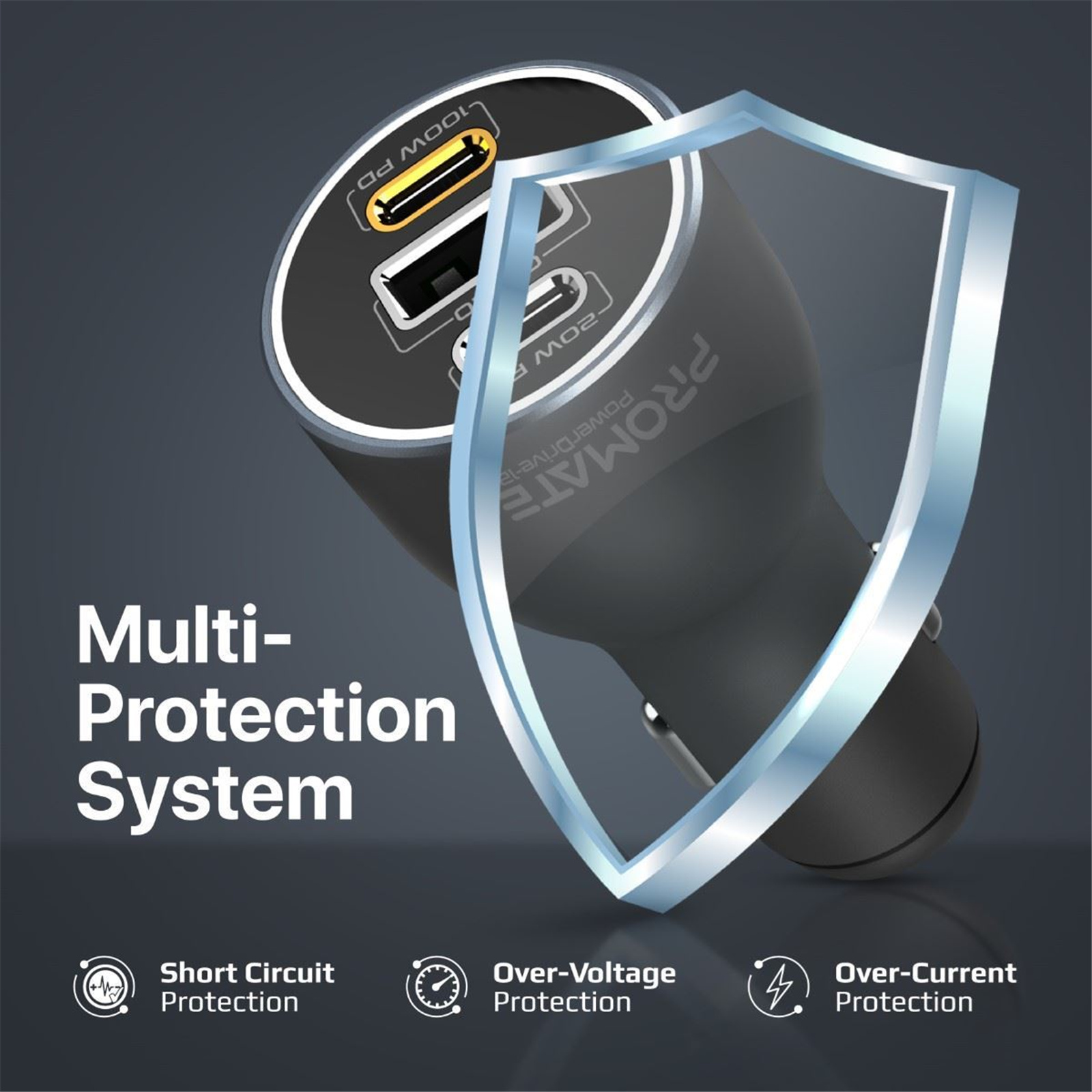 Buy the Promate POWERDRIVE-120 120W PD In-Car Phone, Tablet, Notebook ...