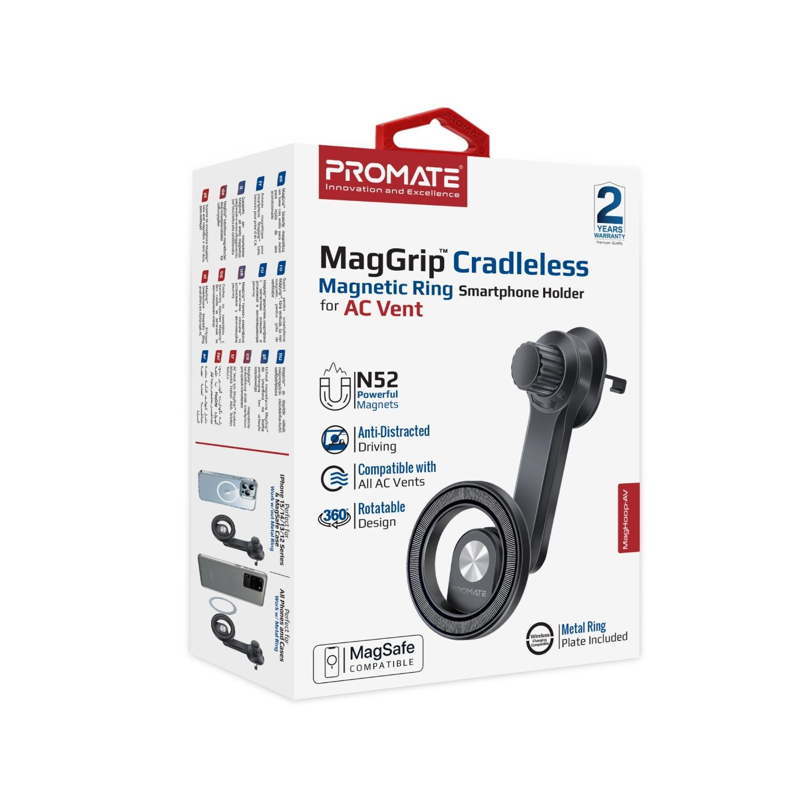 Buy the Promate MAGHOOP-AV MagGrip 360 Cradleless AC Vent Magnetic Ring ...
