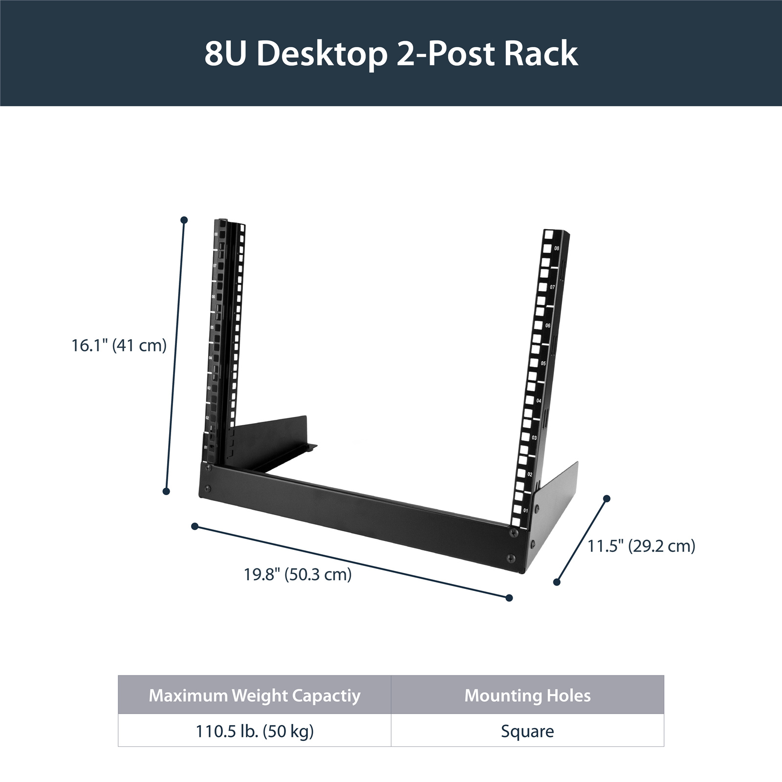 Buy the StarTech.com 8U Desktop Rack - 2-Post Open Frame Rack ( RK8OD ...