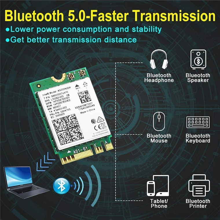 Buy the Intel AX200 WiFi 6 + Bluetooth 5.0 Internal M.2 Wireless ...