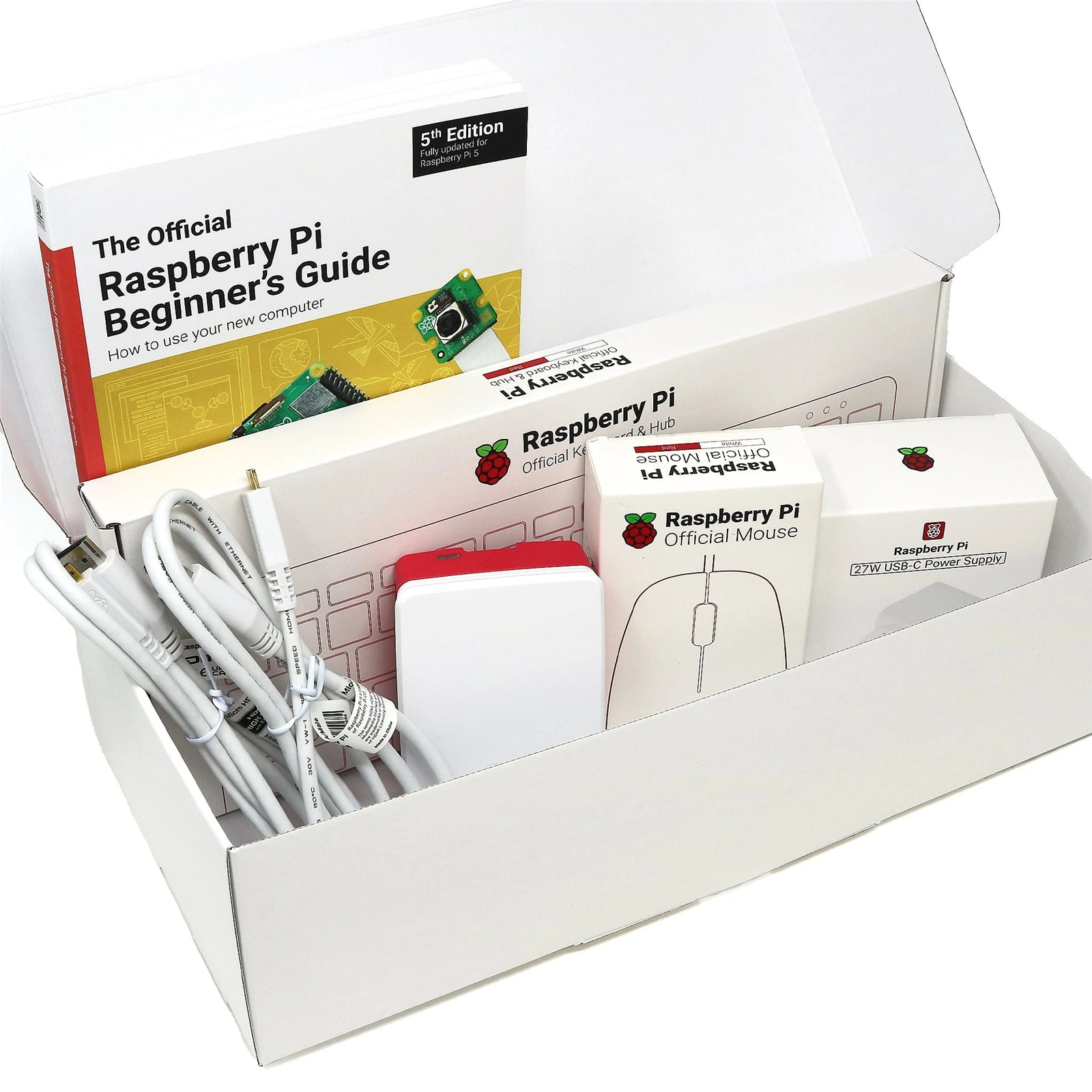 Buy the Raspberry Pi 5 8GB Beginner Desktop Kit Official White and Red ...