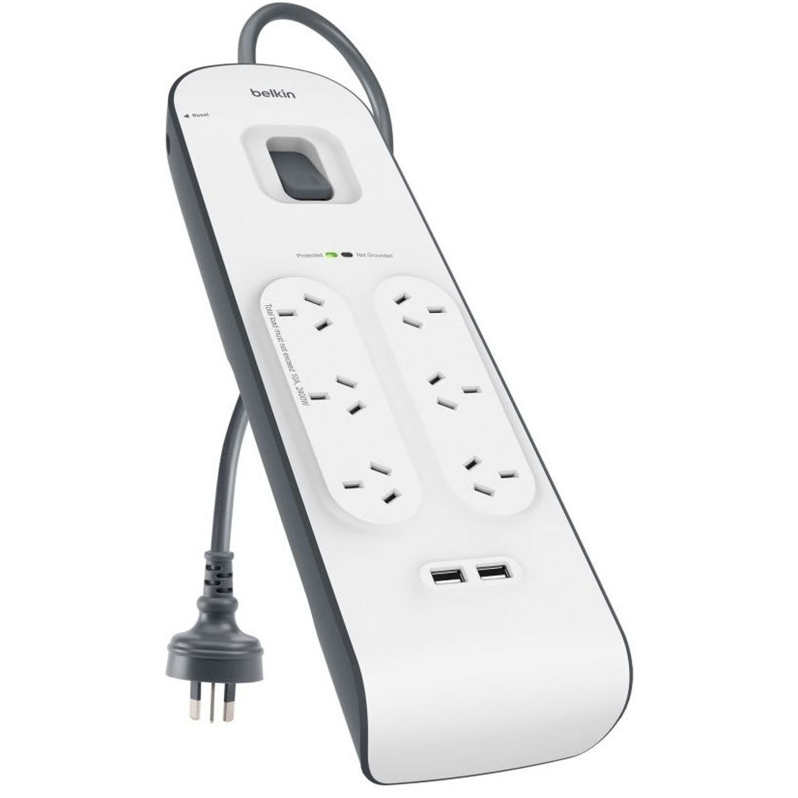 Buy the Belkin 6 Outlet Surge Protection Strip with 2x USB-A 2.4A ...