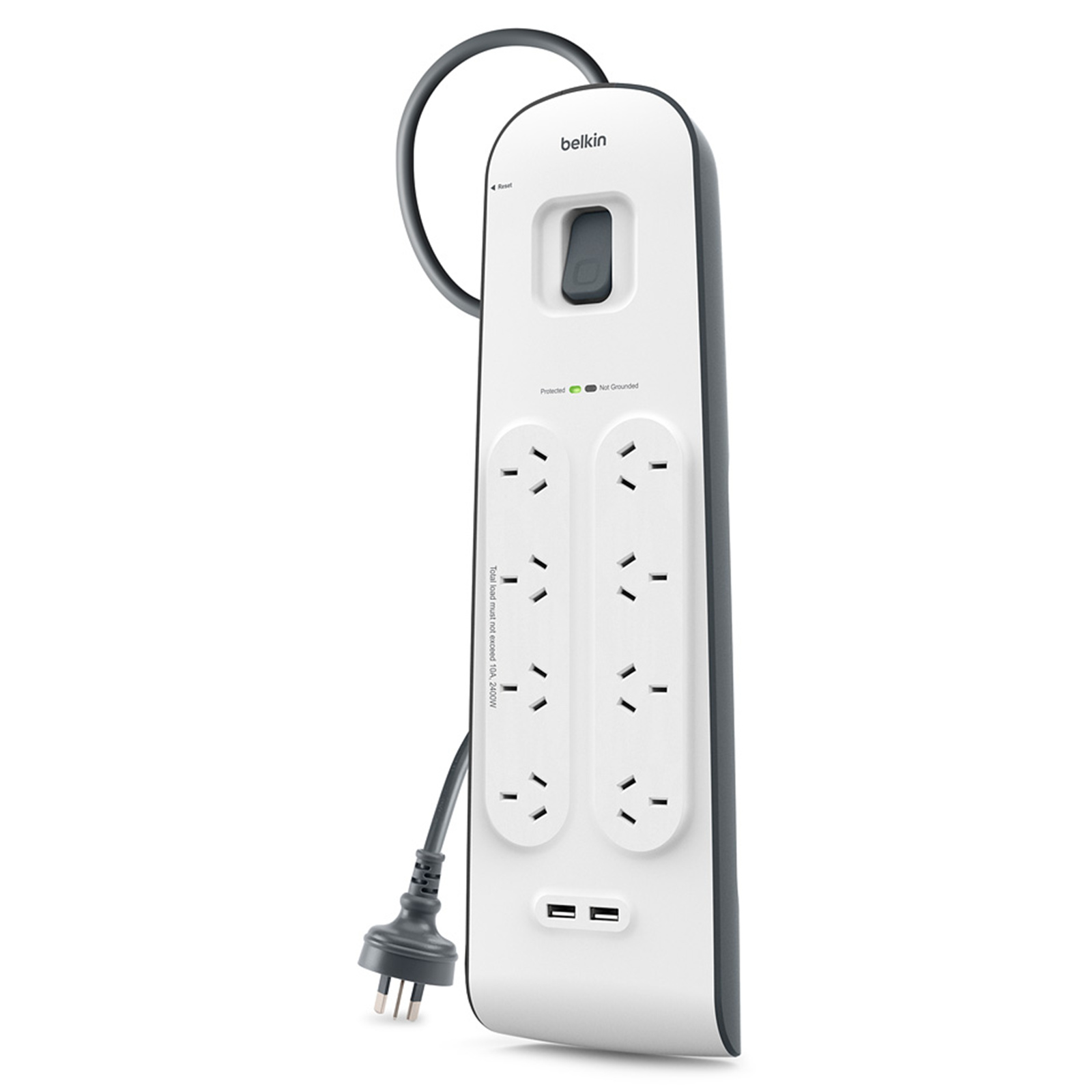 Buy the Belkin 8 Outlet Surge Protection Strip with 2x USB-A 2.4A ...