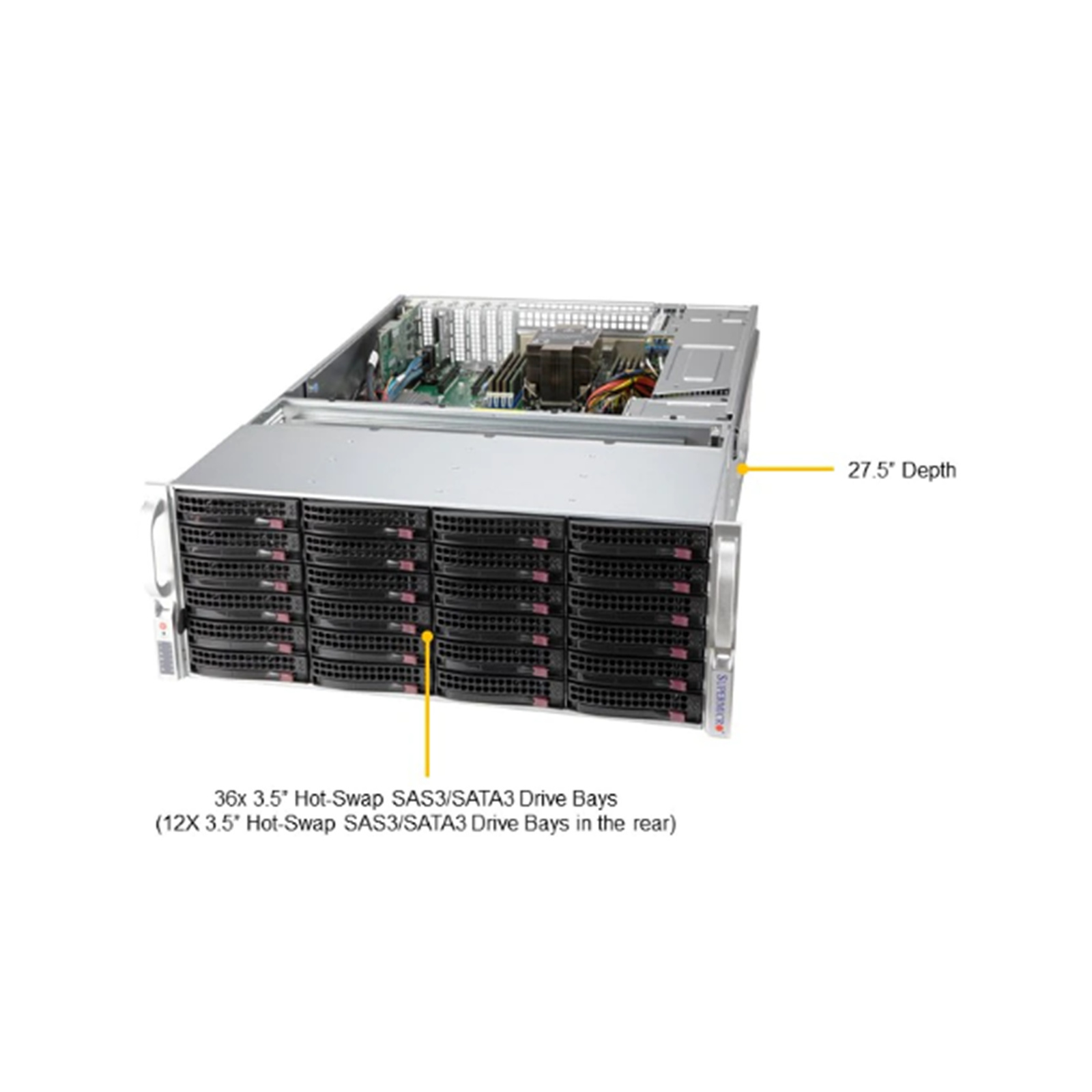 Buy the Supermicro 540P-E1CTR36H Barebone, 4U, 1x LGA4189, 8 DIMM, 36x ...