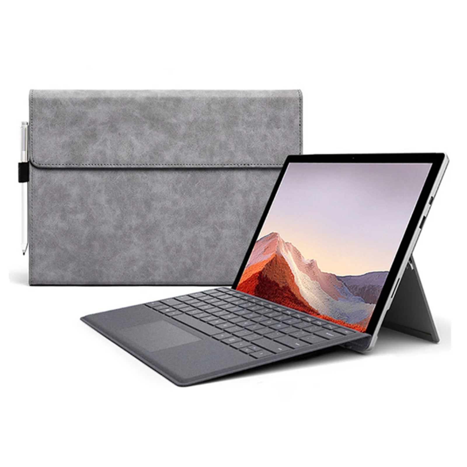 Buy the Flip Cover PU Leather Case for Microsoft Surface Pro 8 - Grey ...