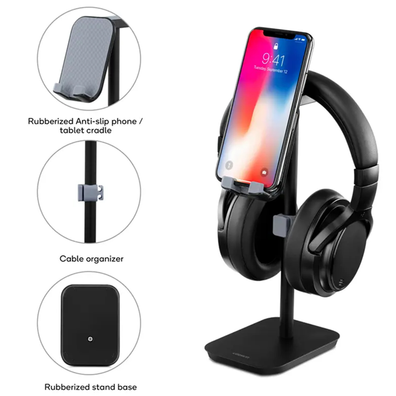 Buy the Aluminium Alloy Headphone Holder Black Multi Function Designed ...