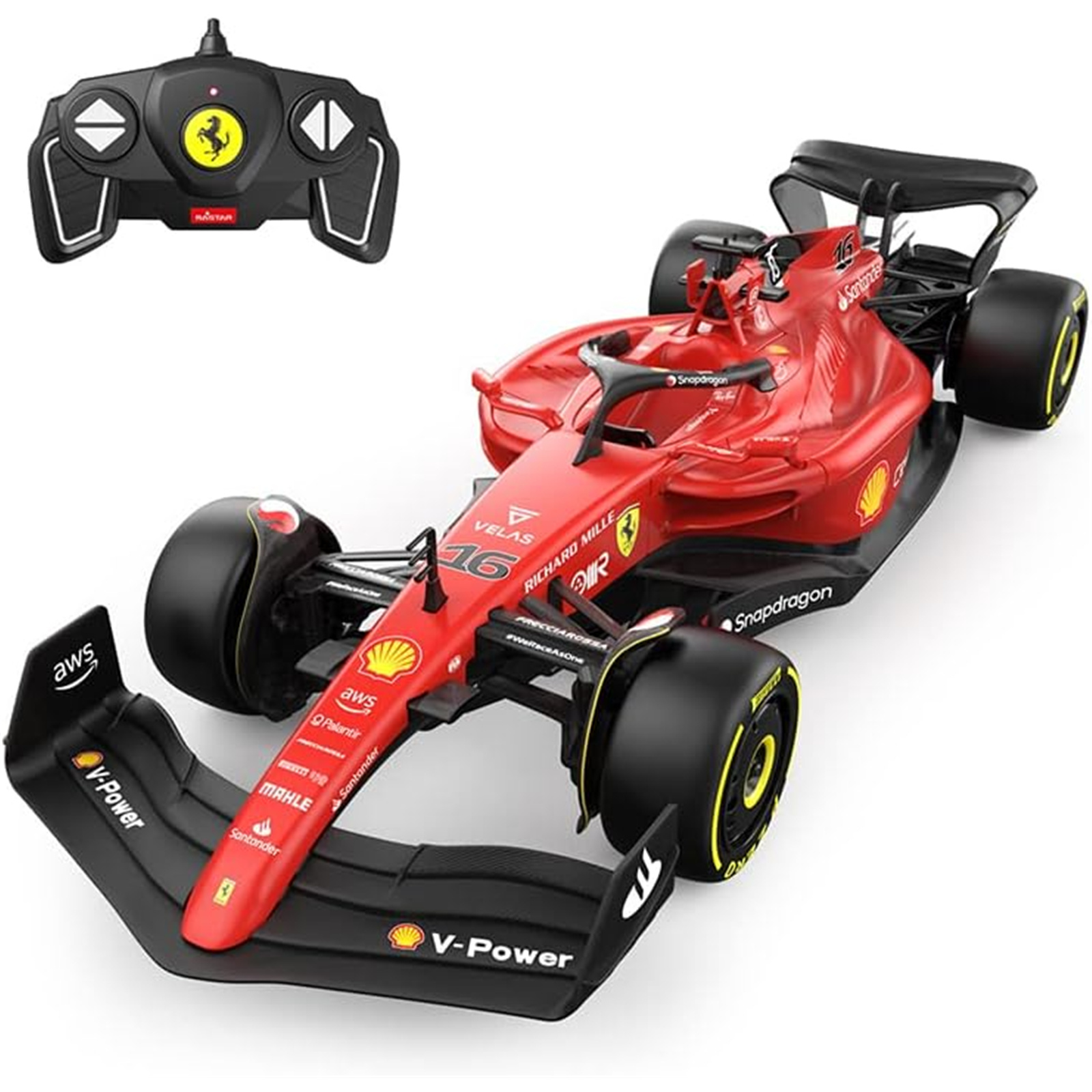 Buy the RASTAR 1:18 Red Ferrari F1 75 Remote Car, 2.4GHz, RC Car ...