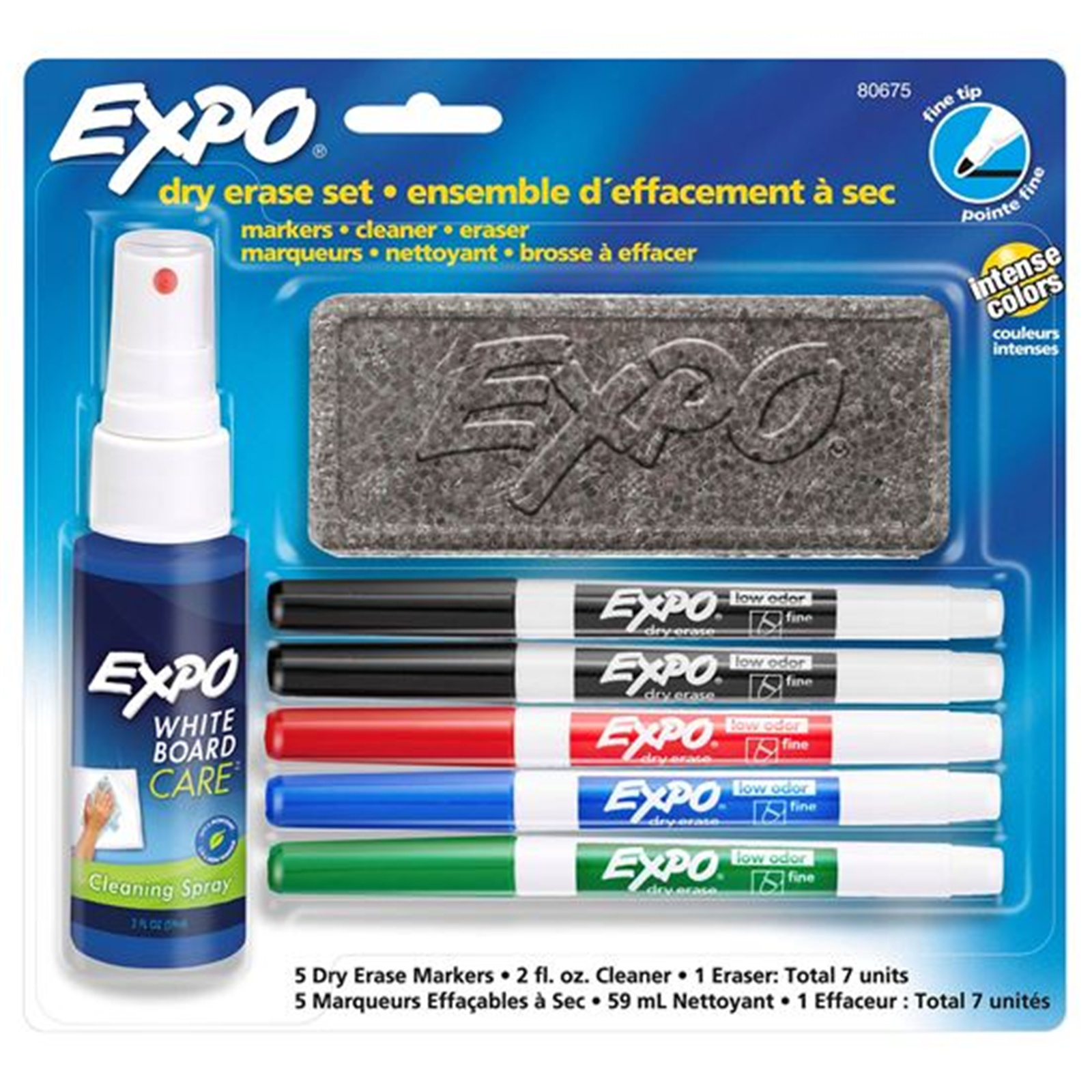 Buy the EXPO 80675 Dry Erase Markers with Fine Point Tips, Cleaning ...