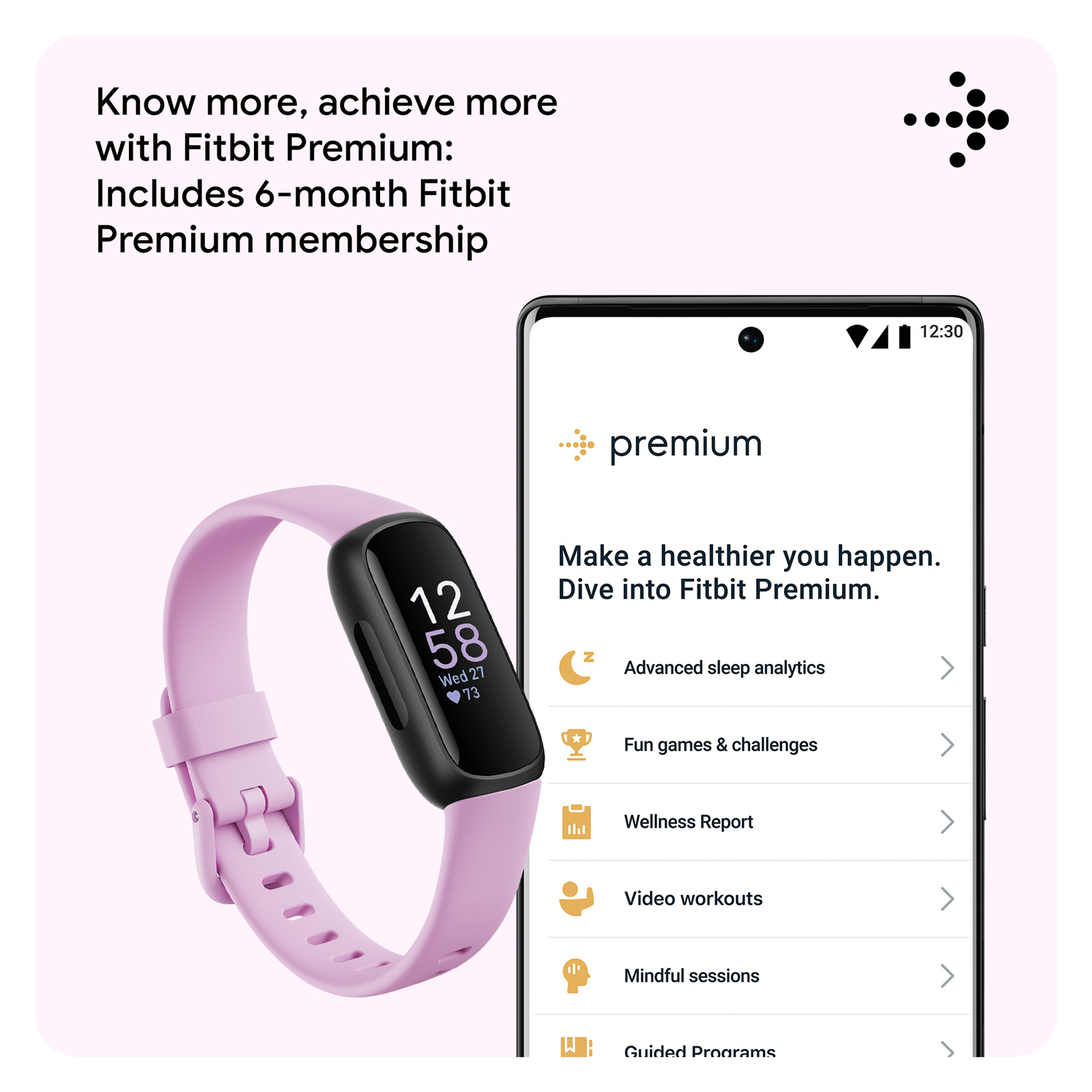 Buy the Fitbit Inspire 3 Fitness Tracker - Black / Lilac Bliss 24/7 ...